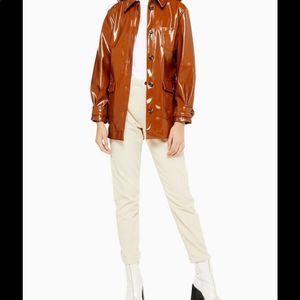 Topshop | Jackets & Coats | Topshop Brown Belted Vinyl Coat A2 | Poshmark